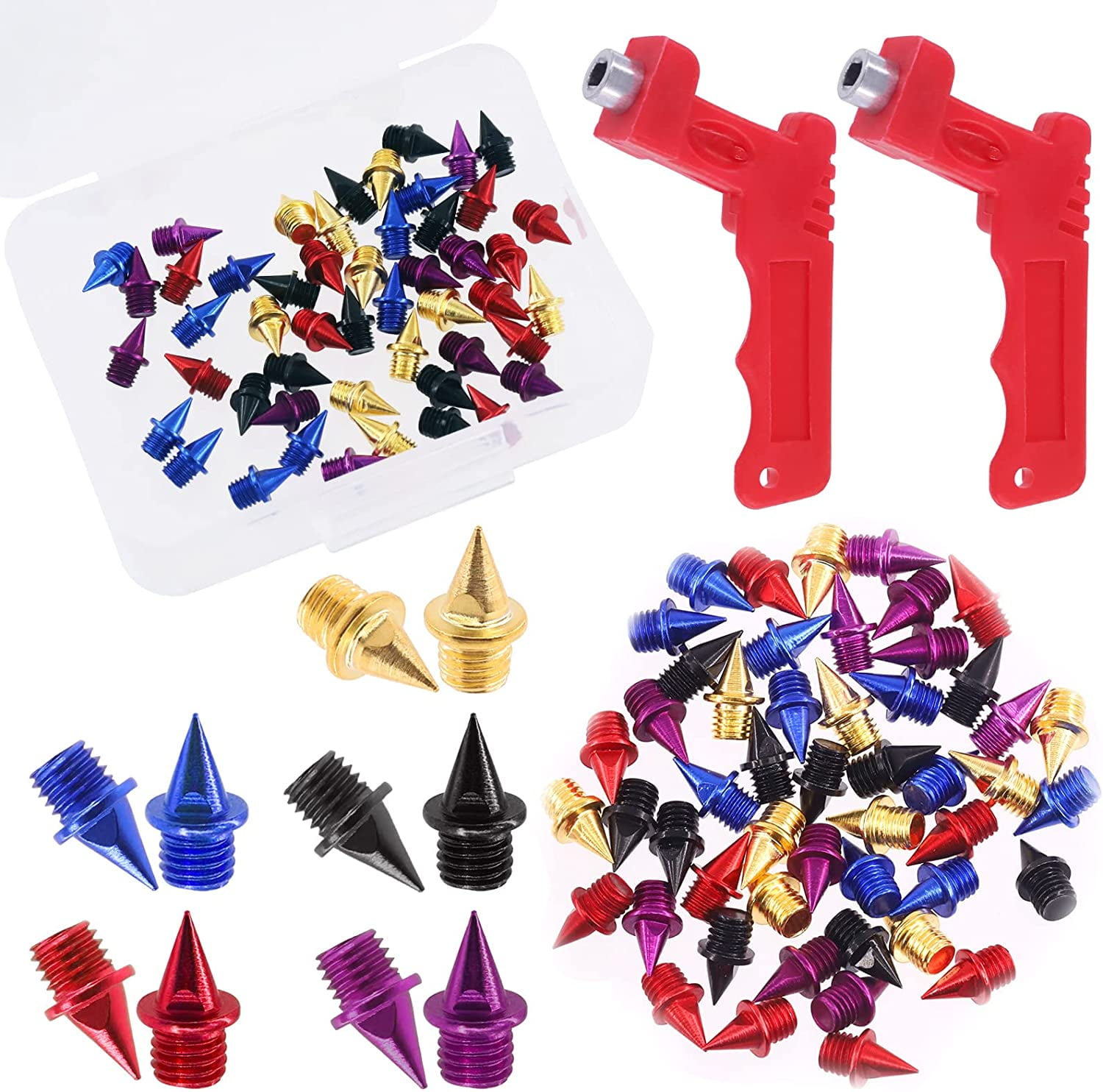 52Pcs 1/4" Colorful Stainless Steel Track and Cross Country Spikes with ...