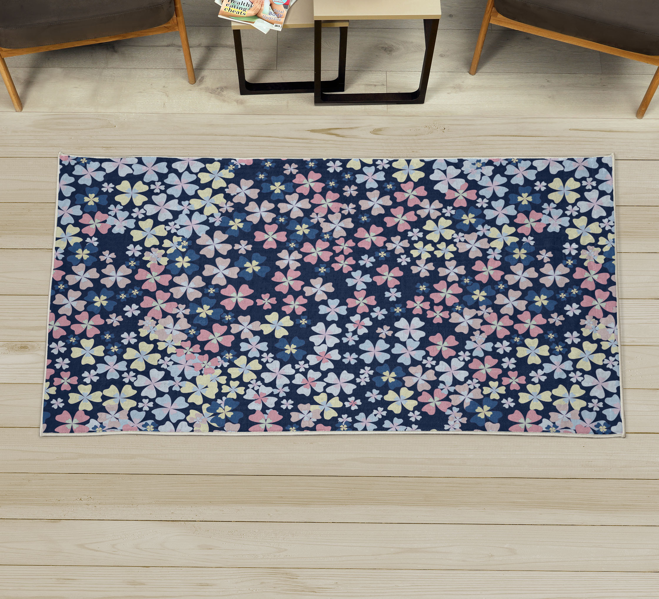 Flower Decorative Rug, Lilac Flowers Blossoms in Spring Romantic Meadow ...