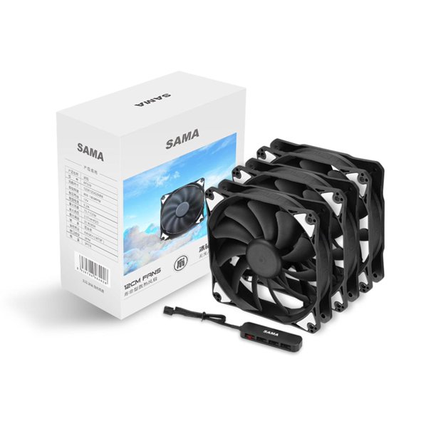 SAMA Computer Case Fan SF300 120mm Black PC Fans High-Performance 4PIN ...
