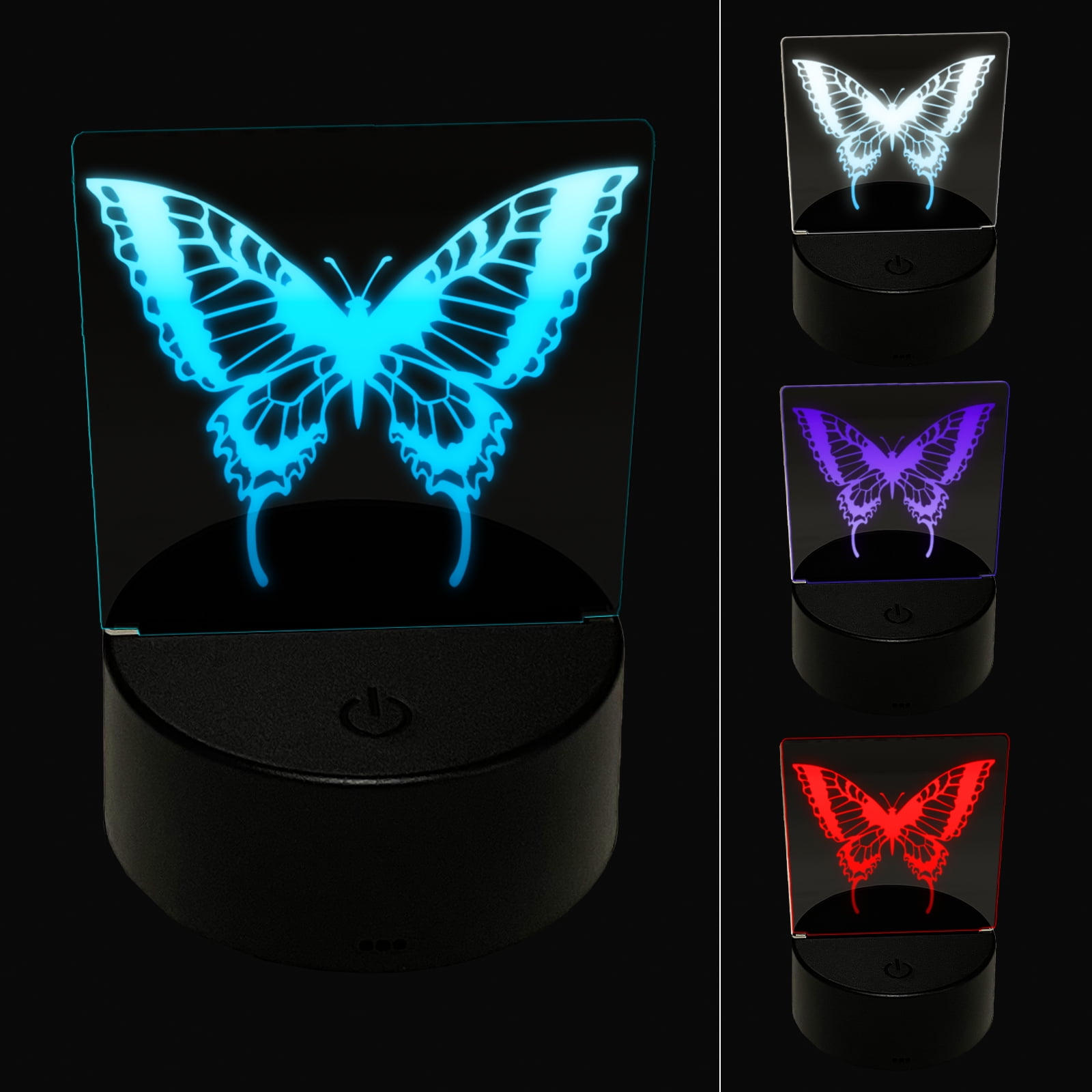 Swallowtail Butterfly LED Night Light Sign 3D Illusion Desk Nightstand ...
