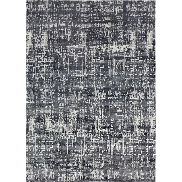 Ahgly Company Indoor Rectangle Mid-Century Modern Charcoal Blue Persian ...