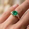 Cushion Cut Emerald & Side Stone Diamond Wedding Ring, Dainty ...