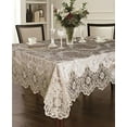 Elegant Velvet Lace Sheer Floral Deluxe Design Tablecloths - Taupe, 70 ...