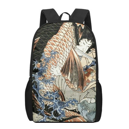 Japan Ukiyoe Art paintings Print 16-inch teen school bag boys girls ...