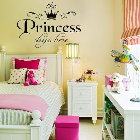 Princess Sleeps Here DIY Removable Girls Bedroom Wall Sticker Decals ...