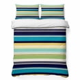 Blue Yellow Green Stripes 3 Pieces Quilt Set,1 Quilt with 2 Shams ...