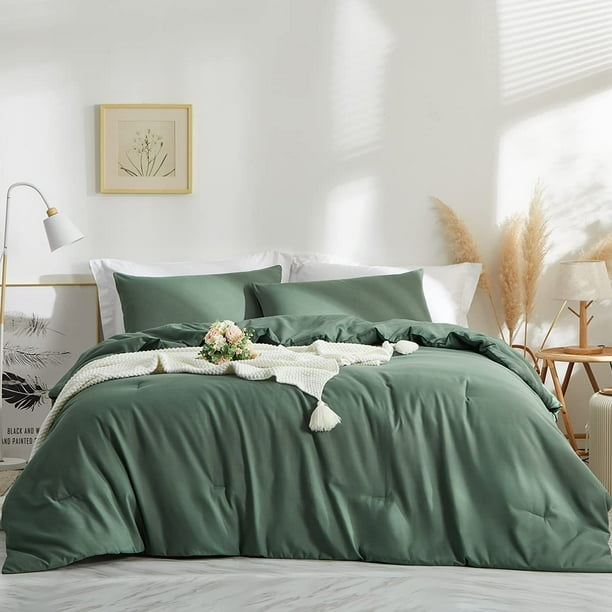 Sage Green Comforter Set Queen Size Solid Color Minimalist Bedding Sets 3 Pieces Soft Microfiber sage-green-comforter-set-queen-size-solid-color-minimalist-bedding-sets-3-pieces-soft-microfiber
