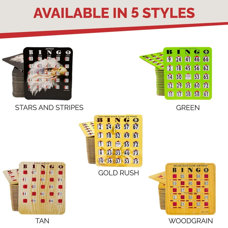 25-Pack Stitched Reusable Shutter Slide Bingo Cards with ...