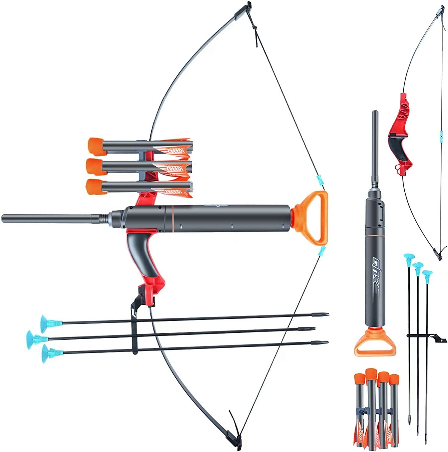 Bow and Arrow Set for Kids, 2 in 1 Archery Toy Set with 3 Foam Arrows ...