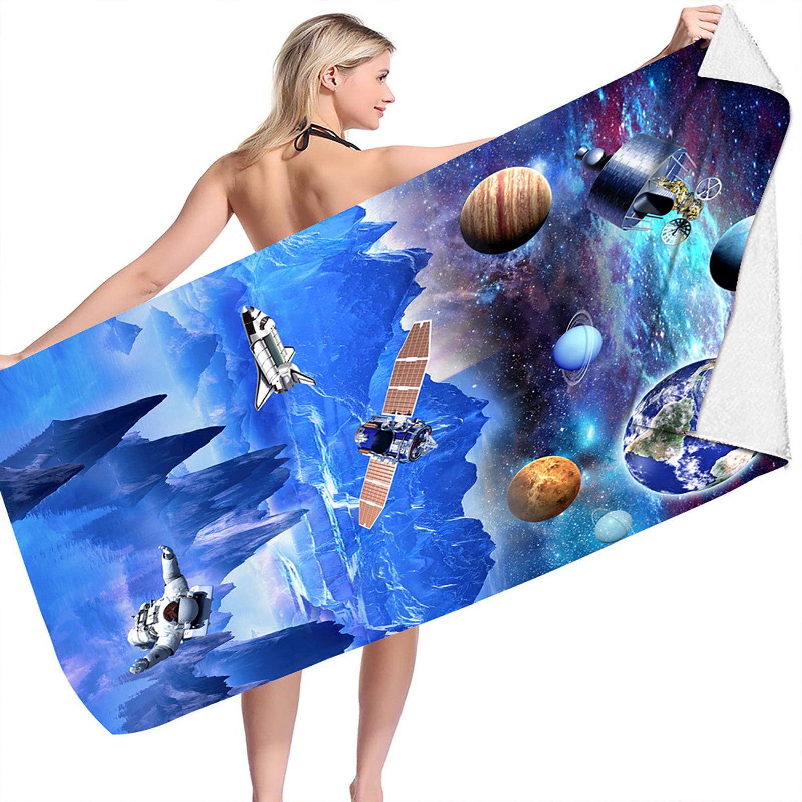 Astronaut Theme Beach Towel - Fun Printed Microfiber, Sandproof ...