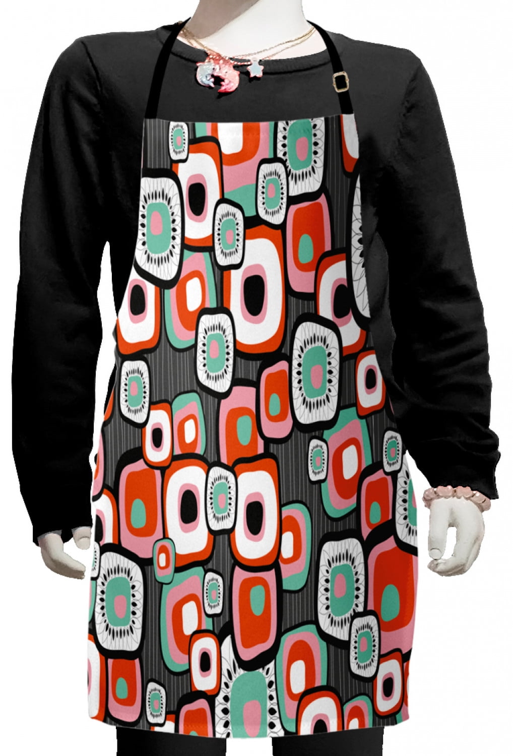 Retro Kids Apron, Funky Square Shaped Lava Flowers with Abstract Inner ...