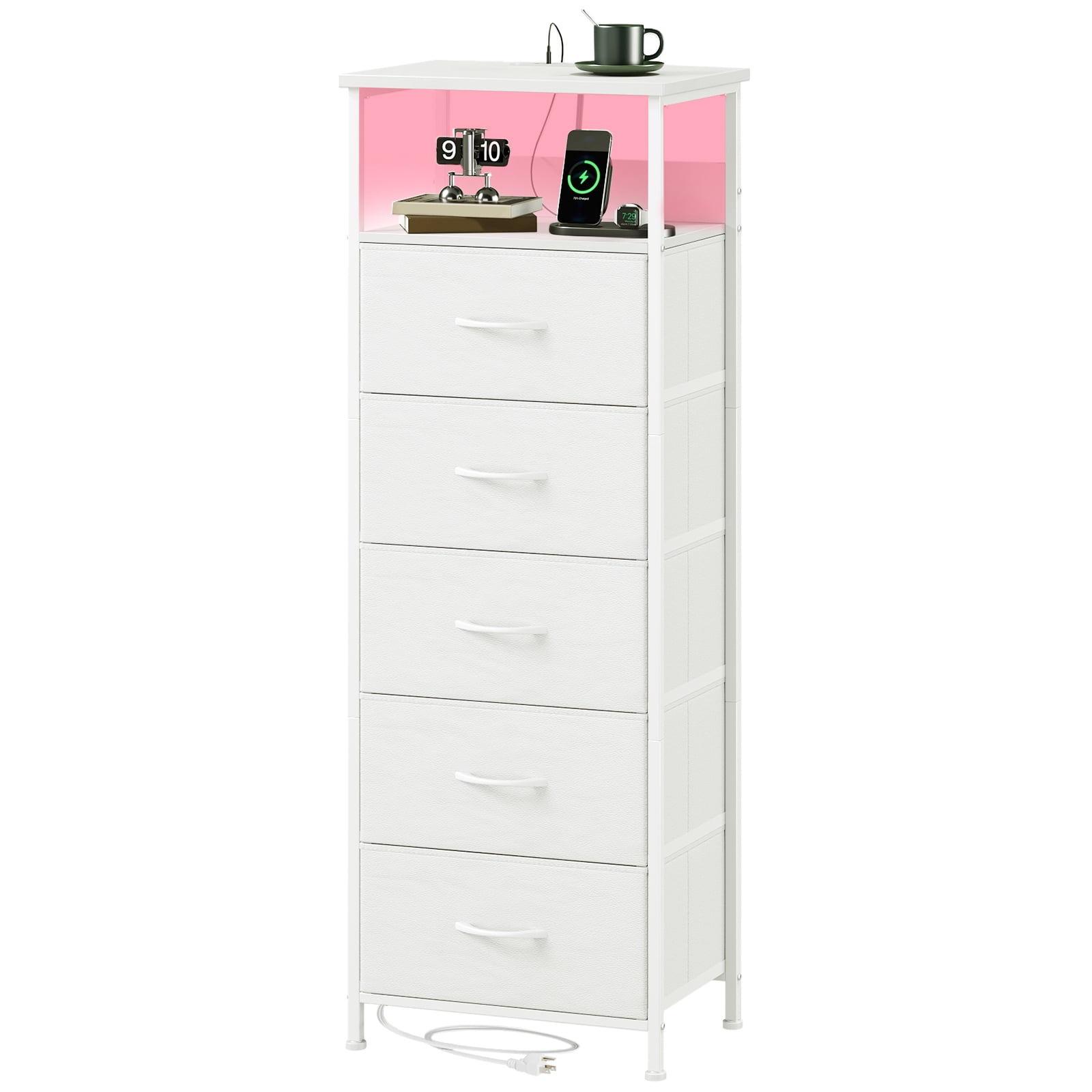 Click here for Eunos White Dresser For Bedroom  5 Drawer Nightsta... prices