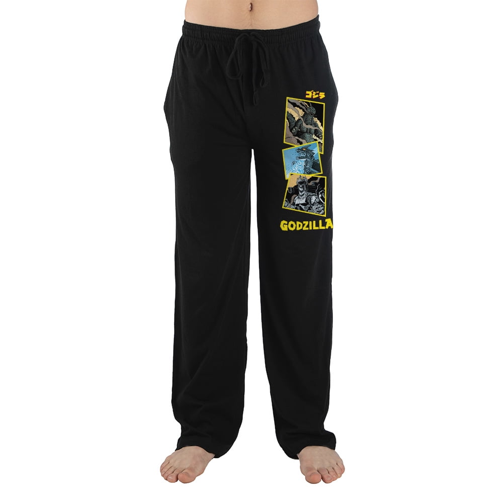 Godzilla Monster Comic Style Graphic Mens Black Sleep Pajama Pants-XXL ...