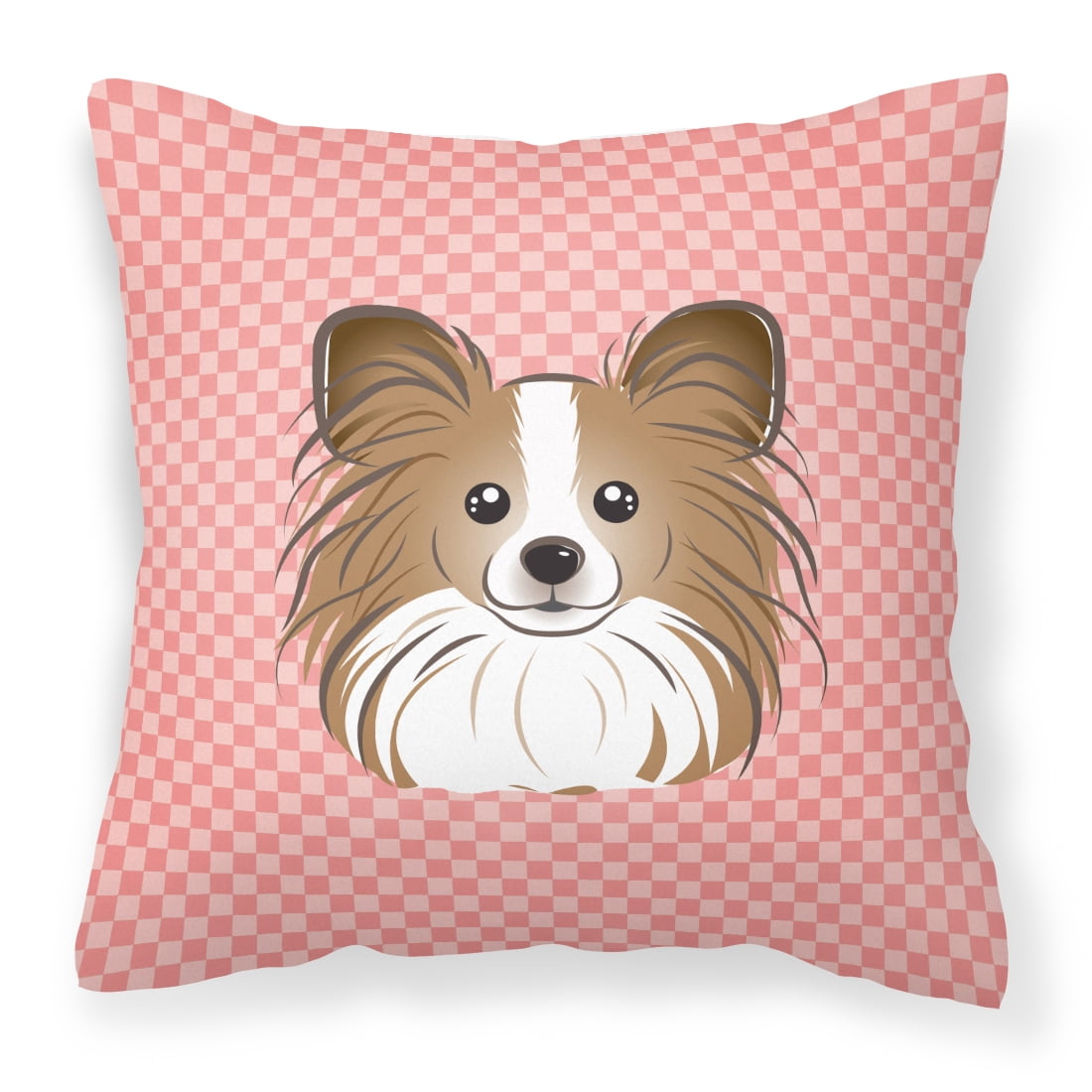 Carolines Treasures BB1248PW1414 Checkerboard Pink Papillon Canvas ...