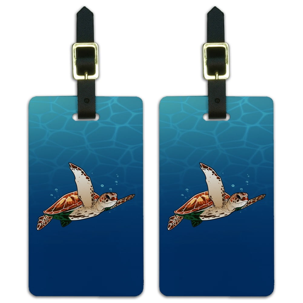 Graphics and More Sea Turtle Swimming in Ocean Luggage ID Tags Suitcase ...
