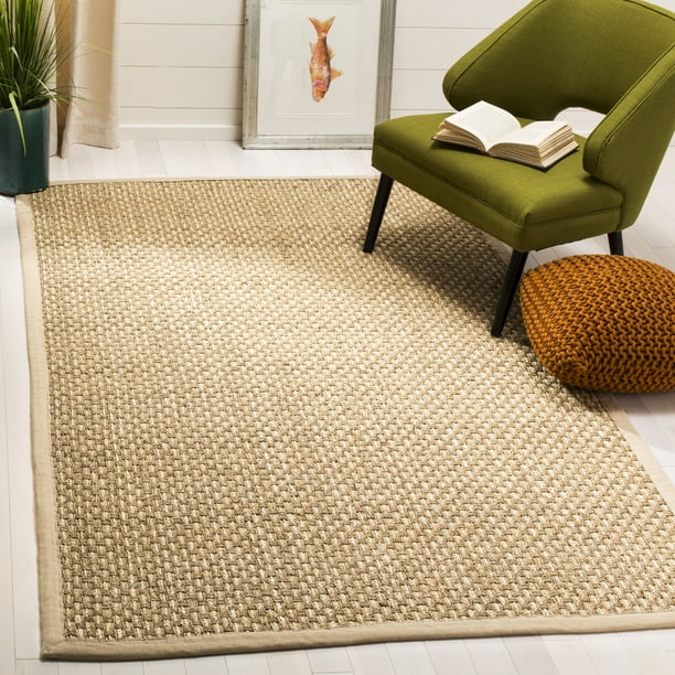 SAFAVIEH Natural Fiber Garret Solid Seagrass Area Rug, Natural/Beige, 4 ...