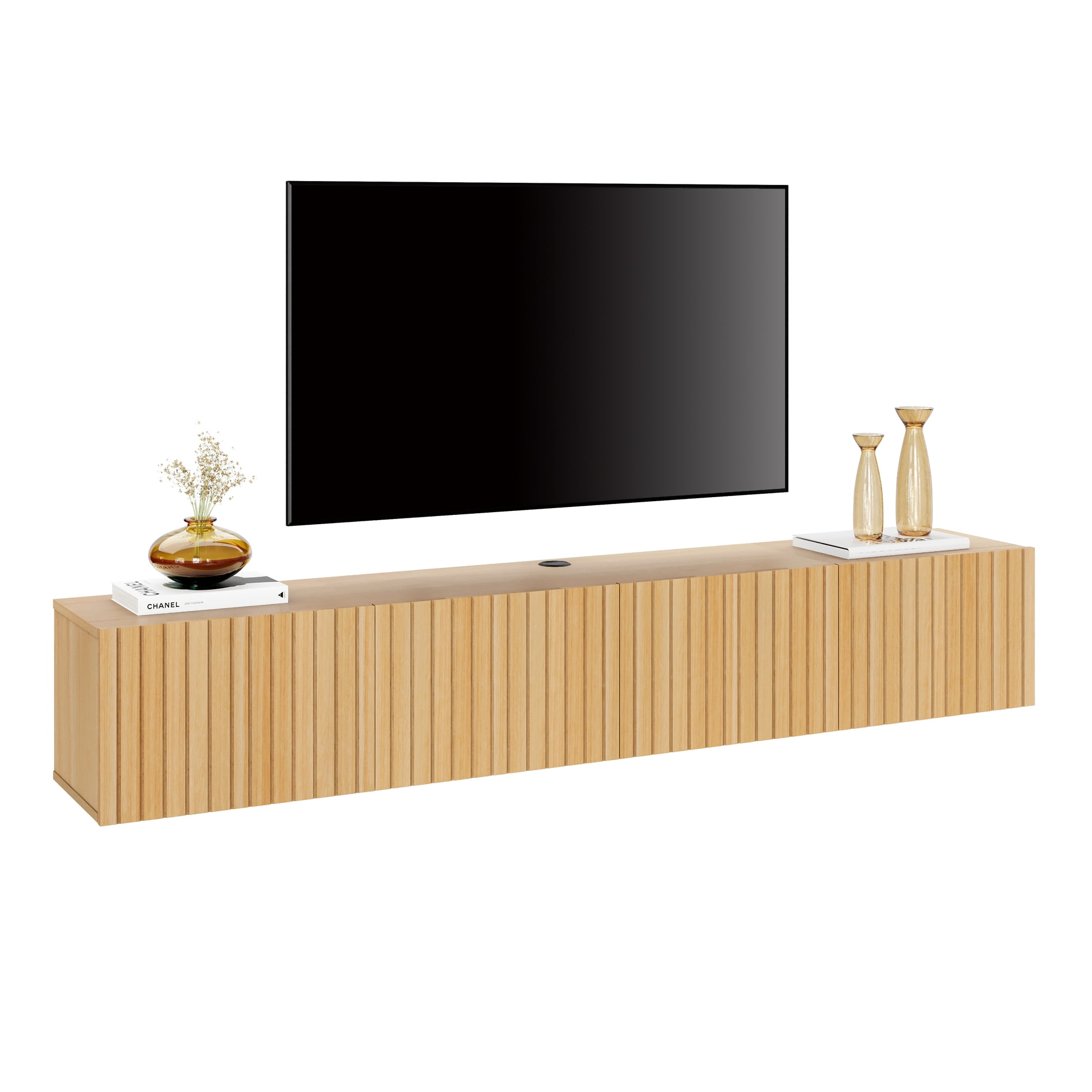 Click here for Wampat Oak Floating Tv Shelf Wood Media Entertainm... prices