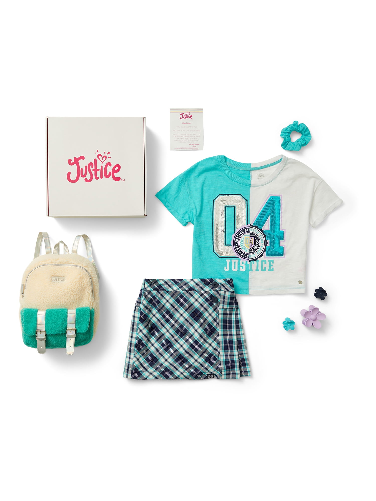 Justice Girls 4-Piece Gift Box Set with T-Shirt, Skirt, Bag, and Hair ...