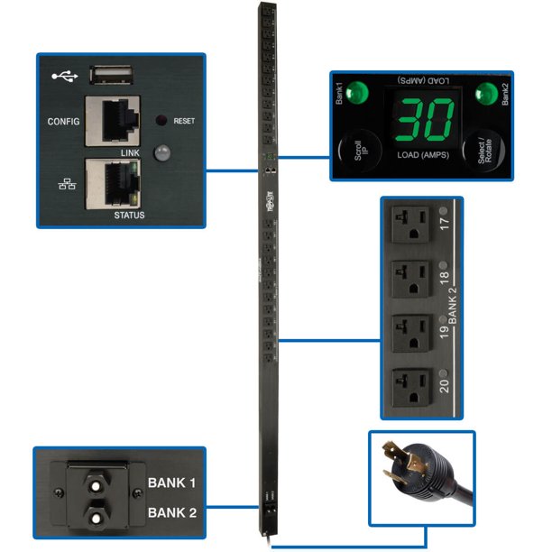 PDU Controlable Monofásico Tripp Lite PDUMV30NETLX 2.9kW Interfaz LX ...