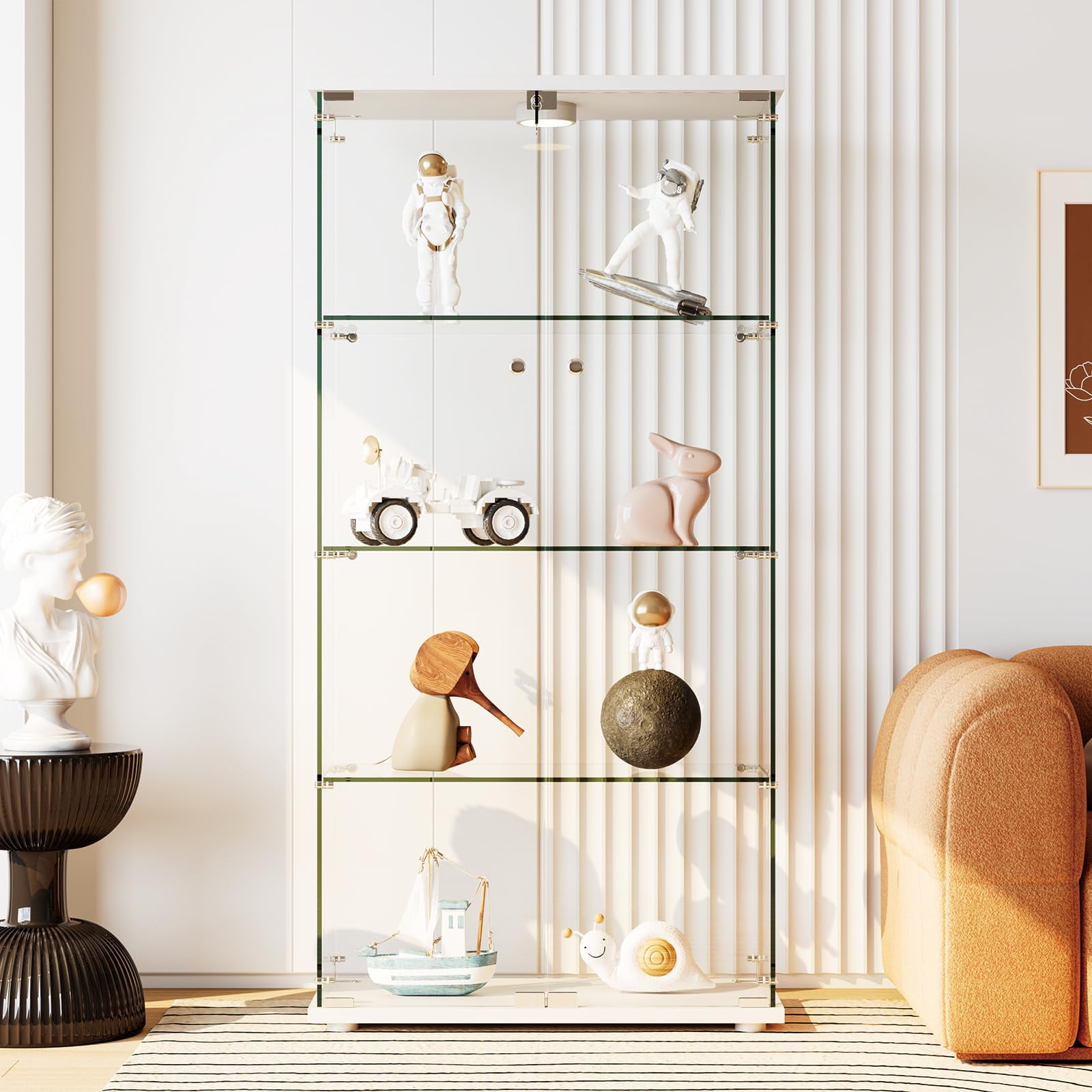 Click here for Glorystar 4-Tier Tempered Glass Curio Bookcase  Di... prices