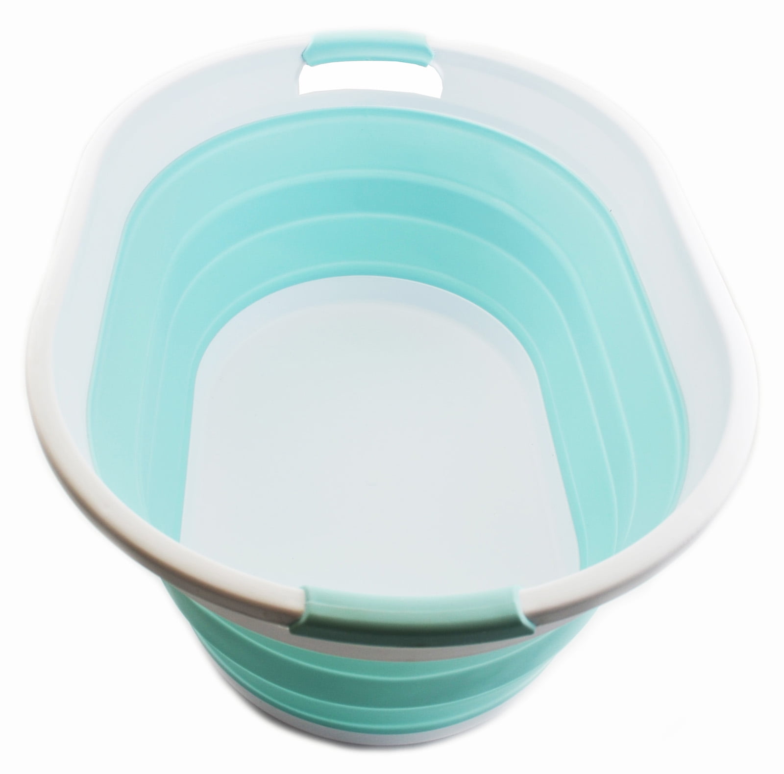 SAMMART Collapsible Plastic Laundry Basket - Oval Tub/Basket - Foldable ...