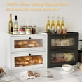 Double Layer Large Bread Box for Kitchen Counter, Wooden Corner Bread ...
