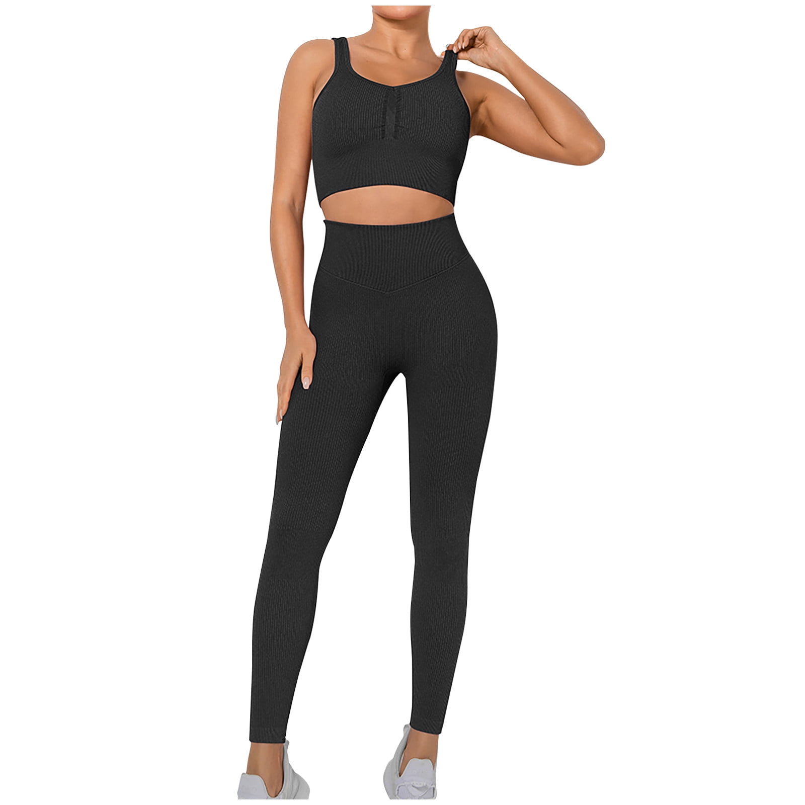 Workout Sets for Women 2 Piece High Waisted Seamless Leggings with ...