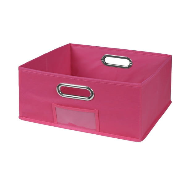 Collapsible Home Storage Foldable Fabric Low Storage Bin Pink