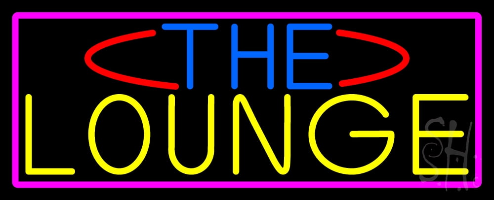 The Lounge With Pink Border LED Neon Sign 13 x 32 - inches, Clear Edge ...
