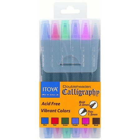 Itoya Doubleheader Calligraphy Marker 6-Color Set, Bright Colors ...