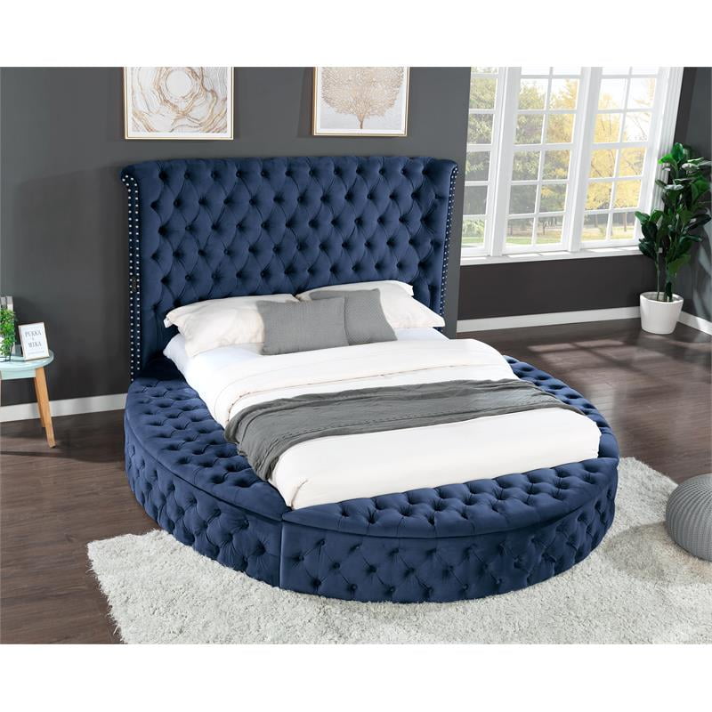 Hazel Queen Size Tufted Storage Bed made with Wood in Blue - Walmart.com