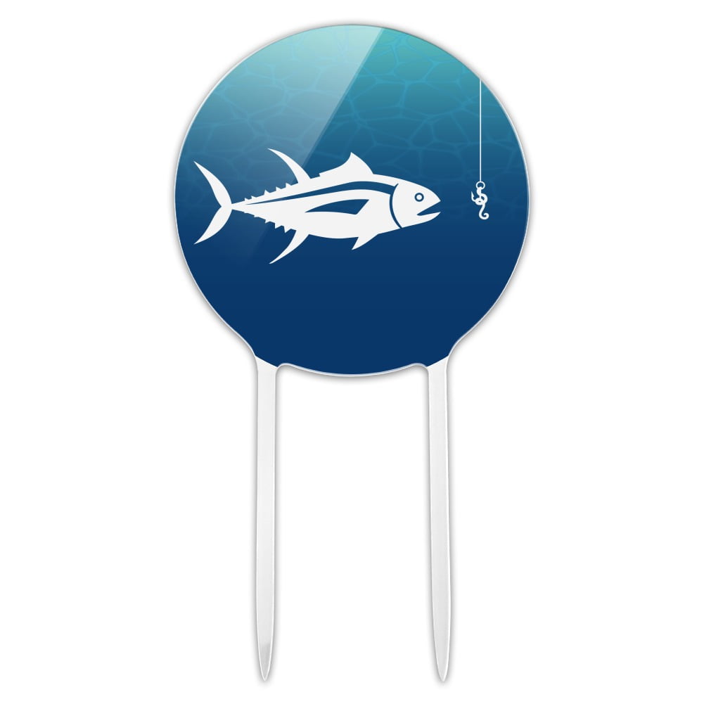 Acrylic Tuna Fish Fishing Fisherman Cake Topper Party Decoration for ...