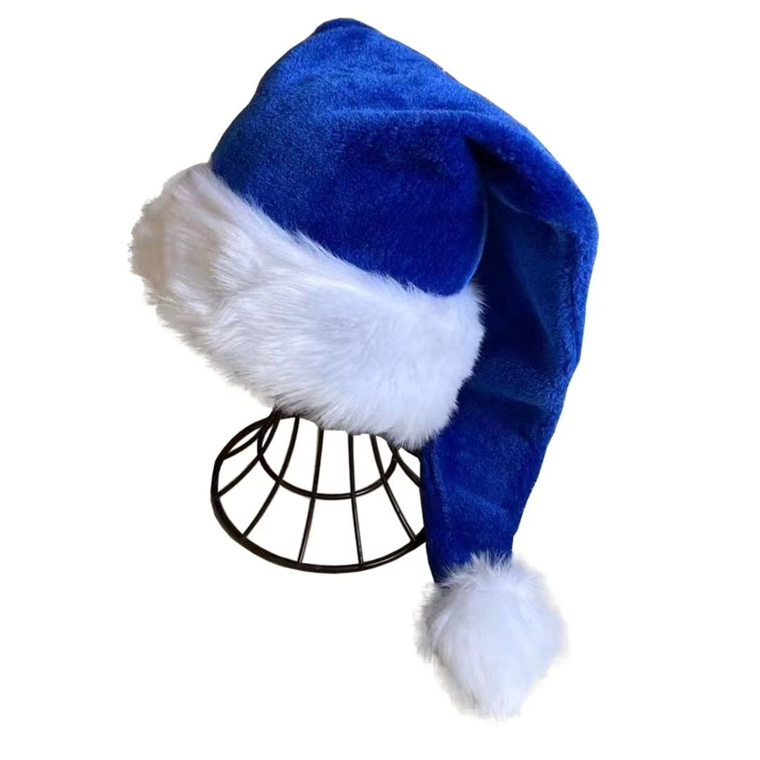 Blue Santa Hat - Adults Deluxe Blue And White Xmas Christmas Hat ...