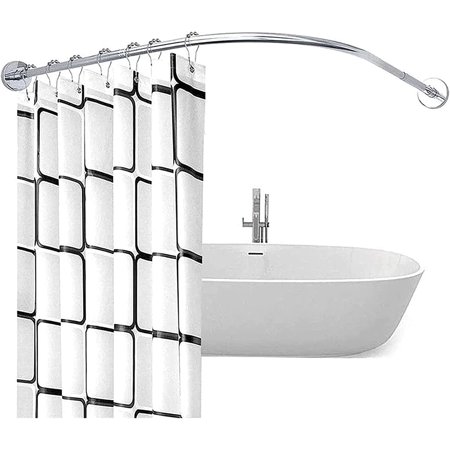 Shower Curtain Rod Curved Adjustable L-Shaped Curved Shower Curtain Rod ...