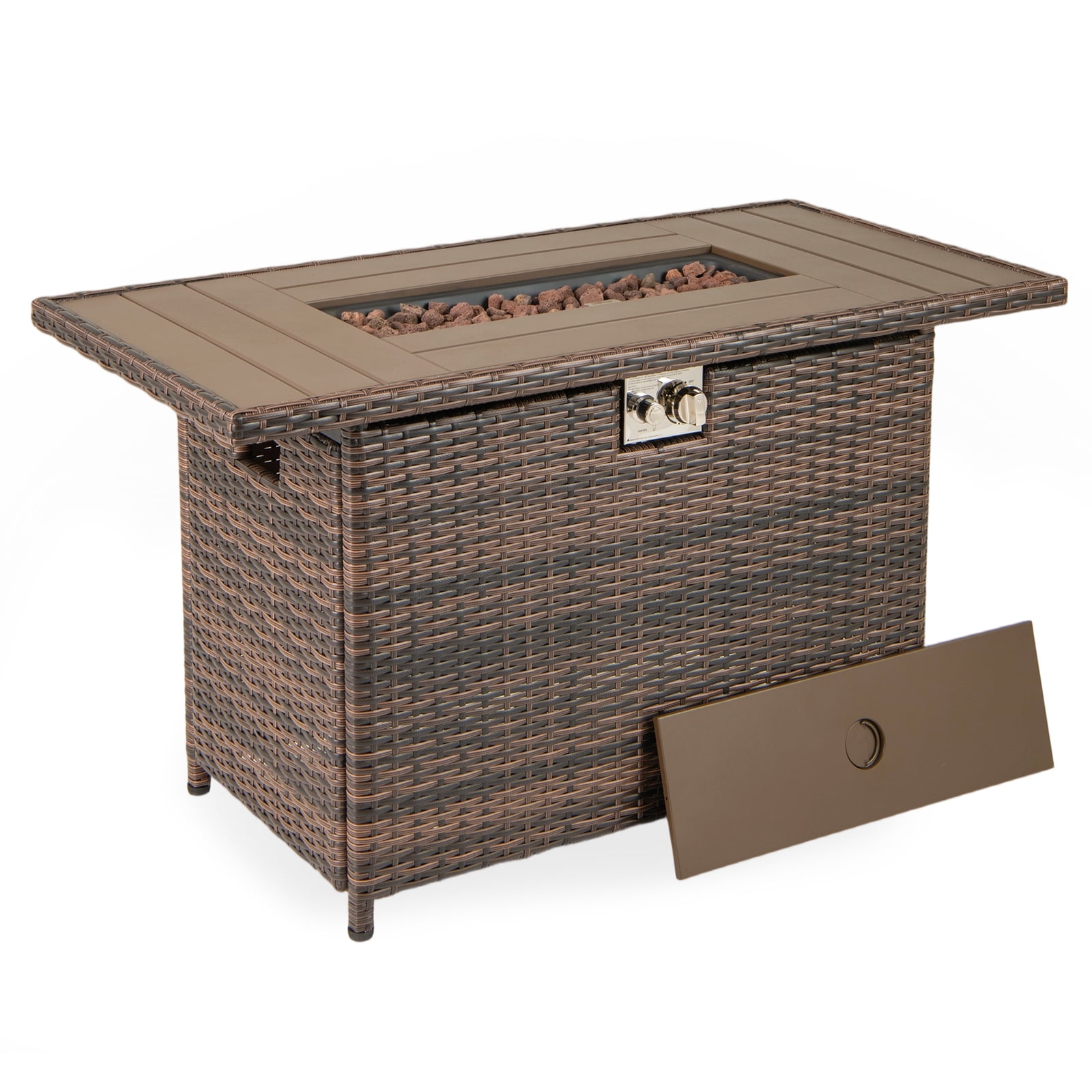 Click here for Gymax 44.5 Propane Fire Pit Table W/ Metal Slatted... prices