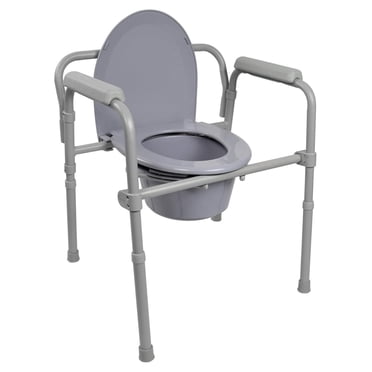 Medline 3-in-1 Steel Bedside Commode, Standard Seat, Sturdy Folding ...