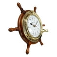 Nautical Vintage Wood and Brass 6 Spokes Ship Steering Helm Wheel Wall ...