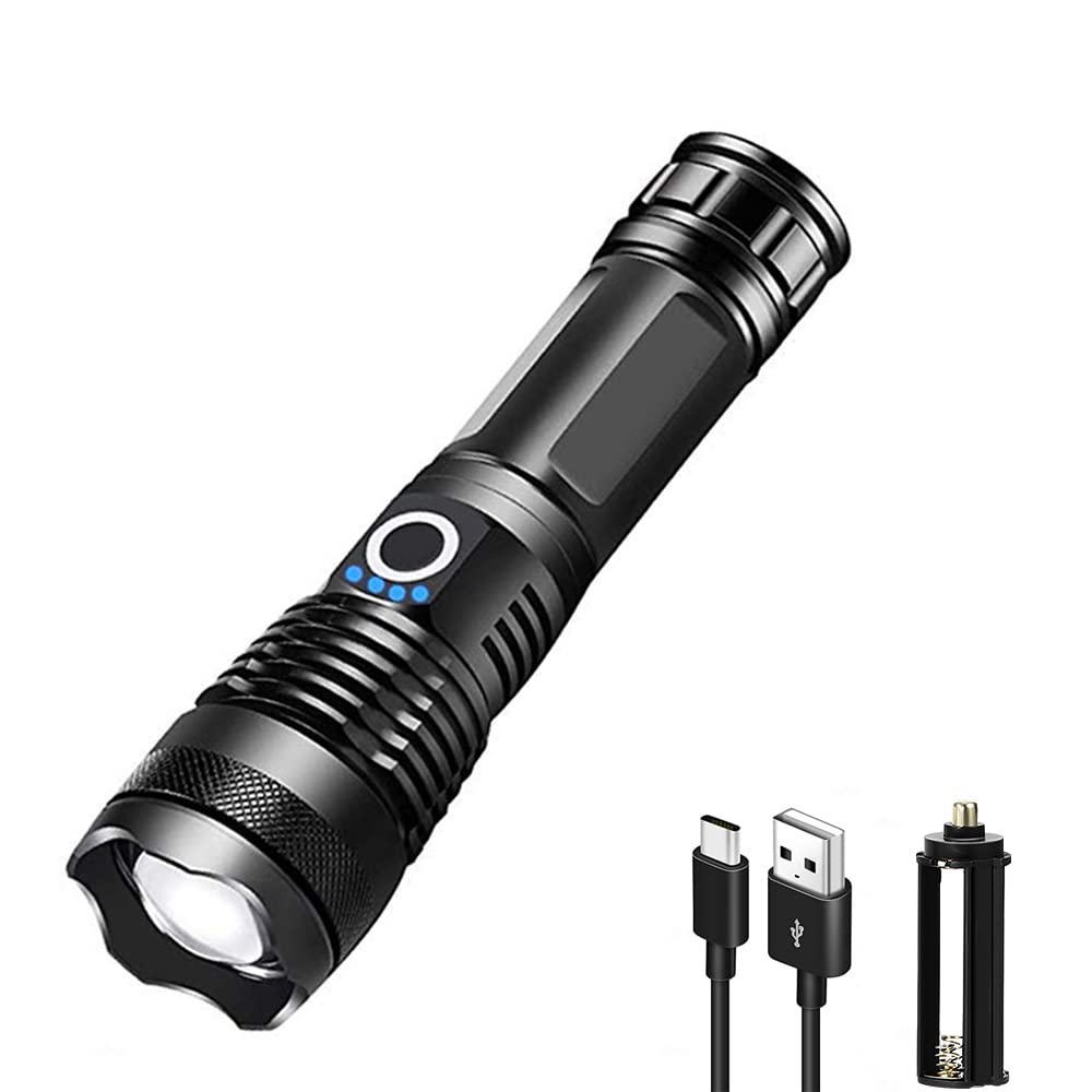 YXQUA 10000 Lumen Handheld Flashlight, LED Rechargeable Flash Light, 5 ...