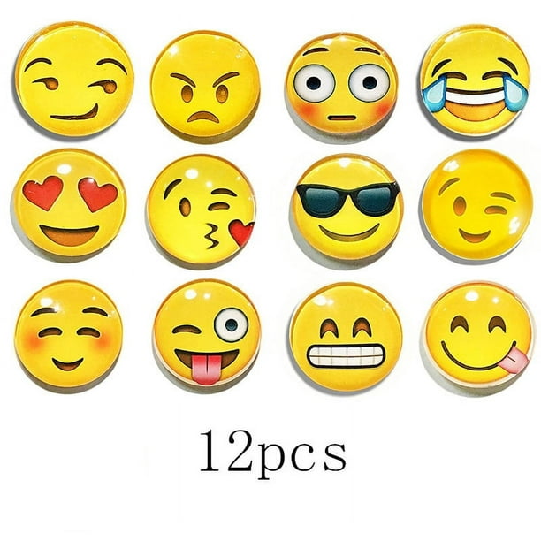 Emoji magnet 3cm 12 pieces 3D glass fridge magnet with smiling face ...