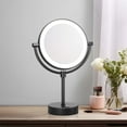 Kibi Circular LED Free Standing Magnifying Make Up Mirror - Matte Black ...