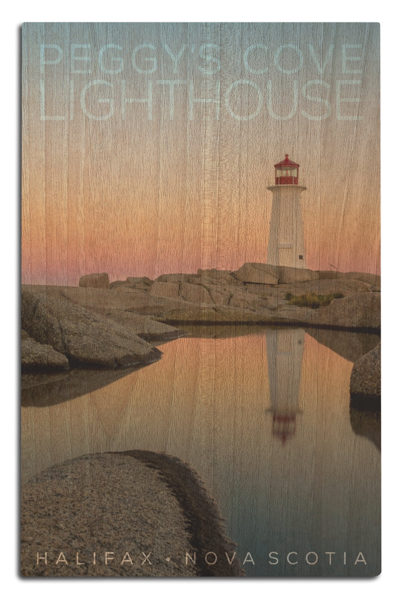 Halifax, Nova Scotia, Peggy's Cove at Dawn Birch Wood Wall Sign (12x18 ...