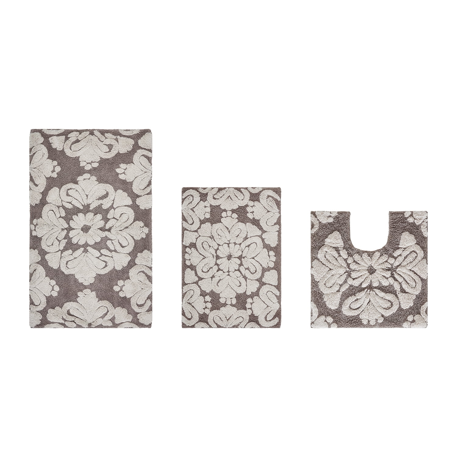 Better Trends Medallion 100% Cotton 3 Piece Bath Rug Set - Beige ...