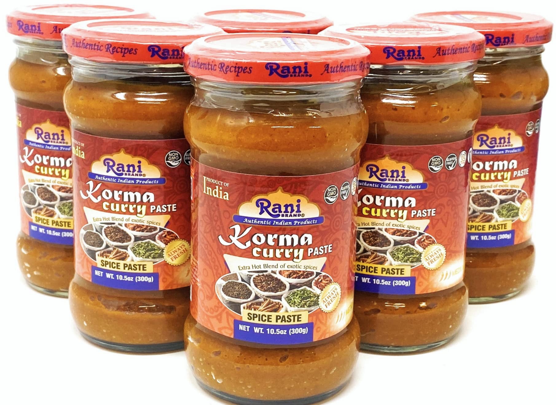 Rani Korma Curry Cooking Spice Paste 10o.5z (300g) Glass Jar, Pack of 5 ...