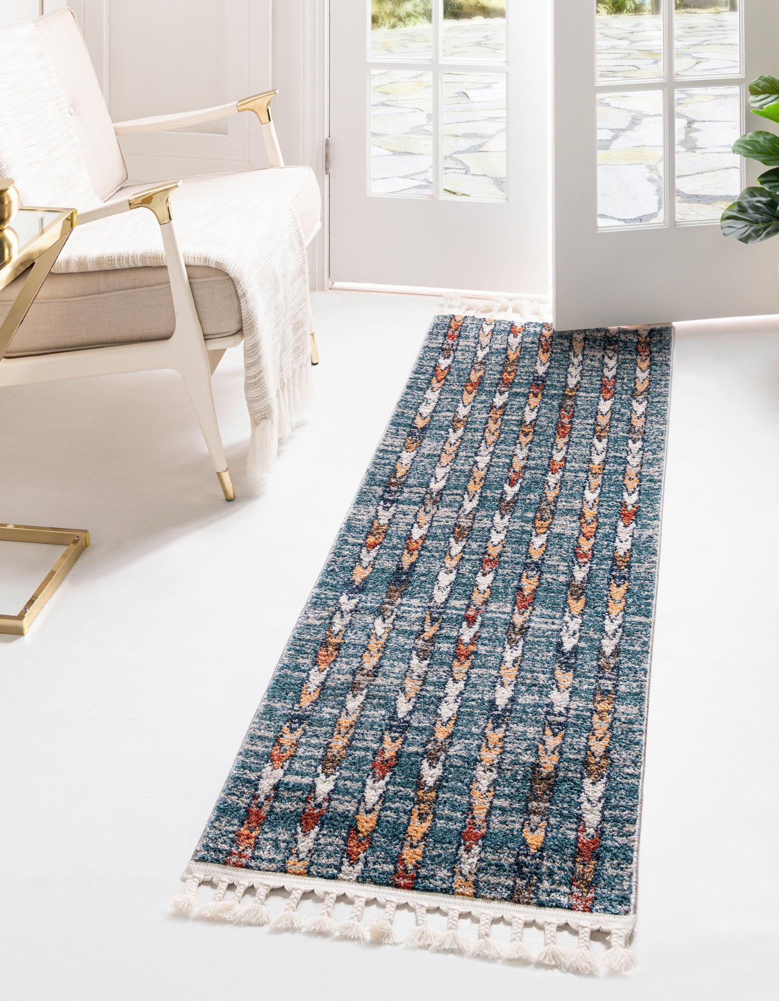 Rugs.com Aramis Collection Rug – 8 Ft Runner Blue Medium Rug Perfect ...