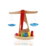 MLINS Wooden Balance Scale Toy with 6 Assorted for Kids Educational Fun ...