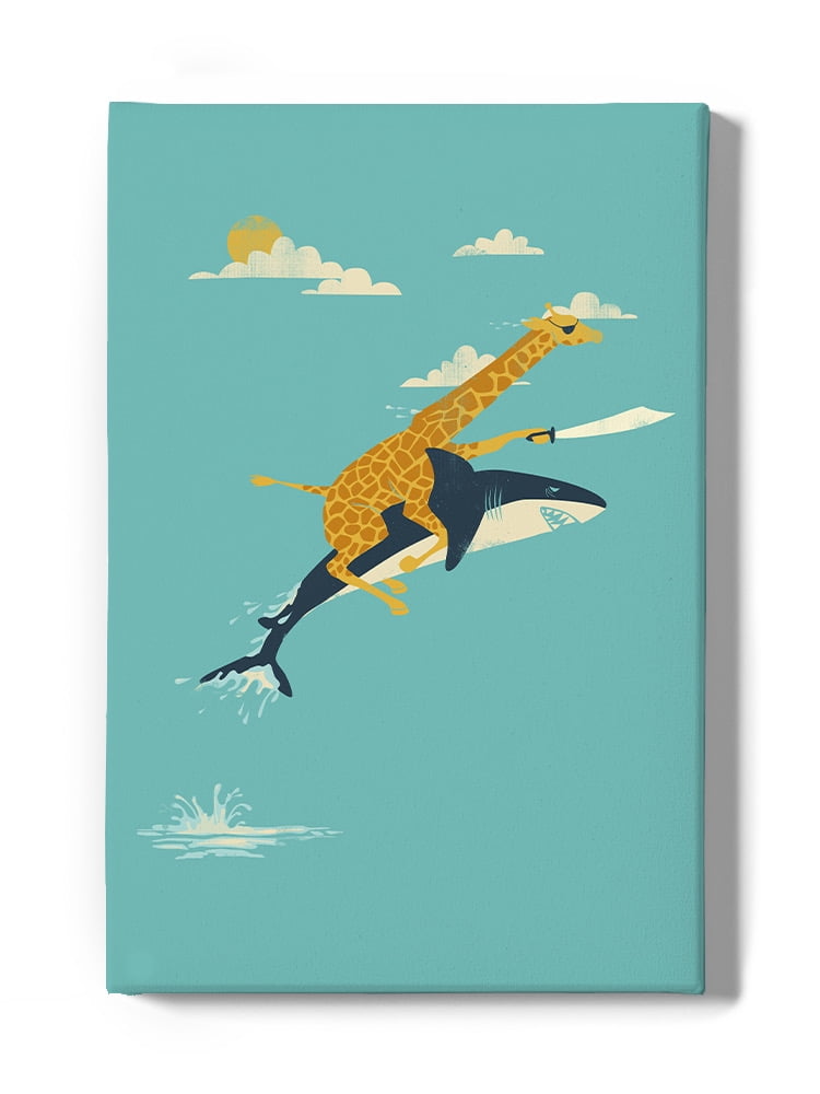 Image Conscious Giraffe Riding A Shark Wrapped Canvas -Jay Fleck ...