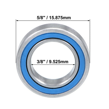 R1038-2RS Deep Groove Ball Bearing 3/8"x5/8"x5/32" Sealed Chrome ...
