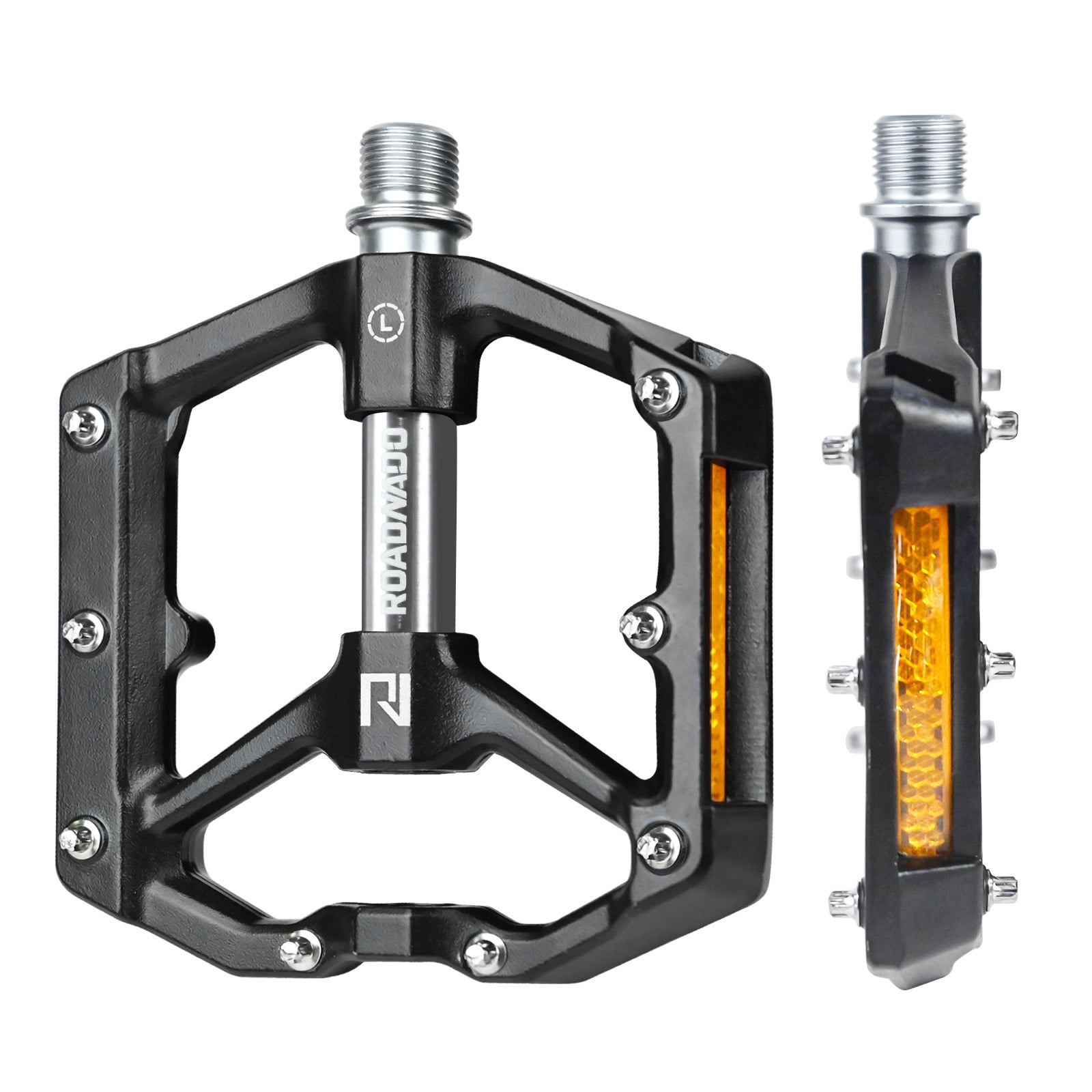 ROADNADO Mountain Bike BearingPedals with Reflectors Road Bike Flat ...