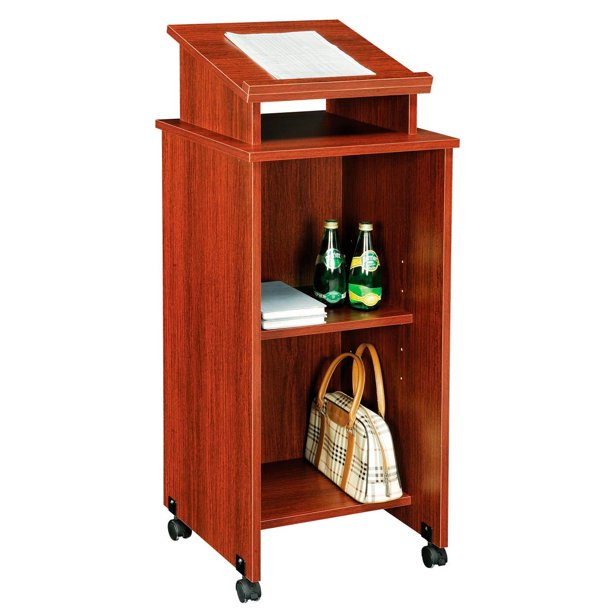 Global Industrial Mobile Lectern, Mahogany, 18"W x 18"D x 44"H ...