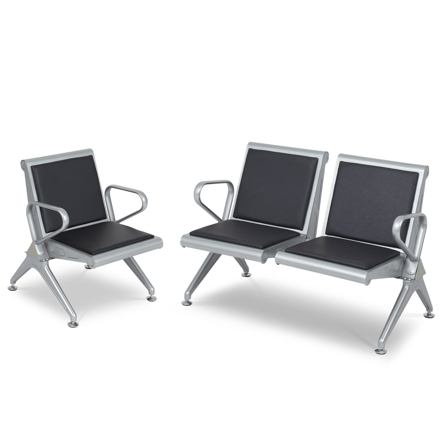 Kinbor 2pcs Office Waiting Chair, Reception Guest Bench with PU Leather ...